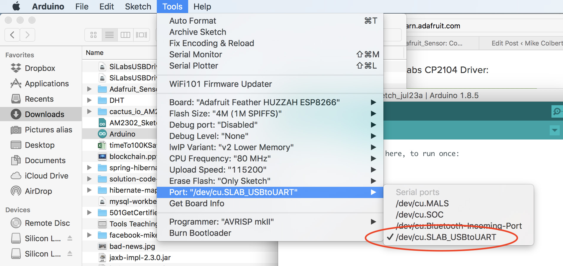 Connecting to an Arduino Feather Huzzah and Testing (step 1) – Mike ... Connecting to an Arduino Feather Huzzah and Testing (step 1) – Mike ...
